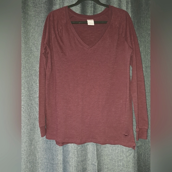 PINK Victoria's Secret | Tops | Pink Vneck Basic Long Sleeved Shirt Size Medium Guc | Poshmark